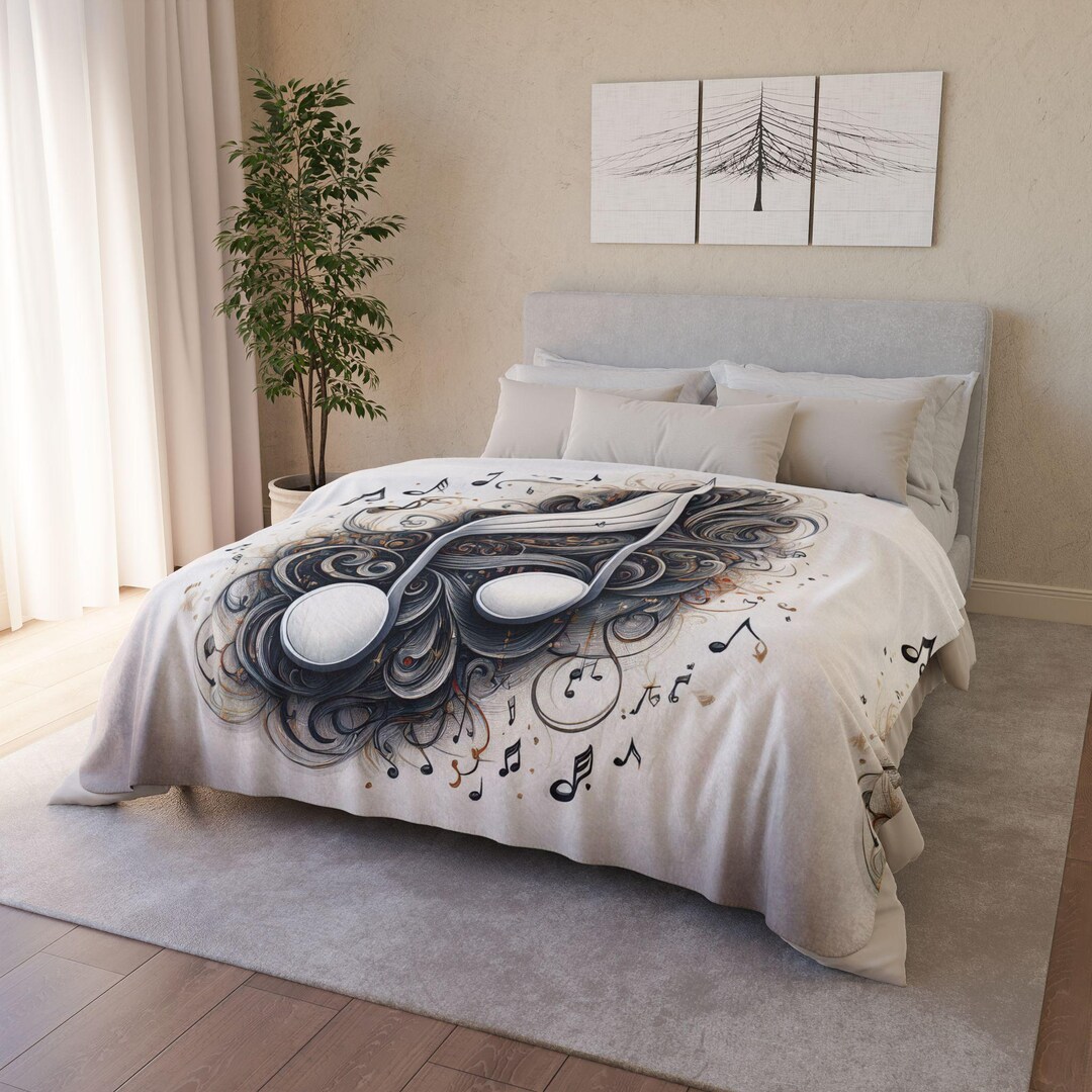 Music Note Sherpa Fleece Blanket | Cozy Music Lover Gift | Soft Custom ...