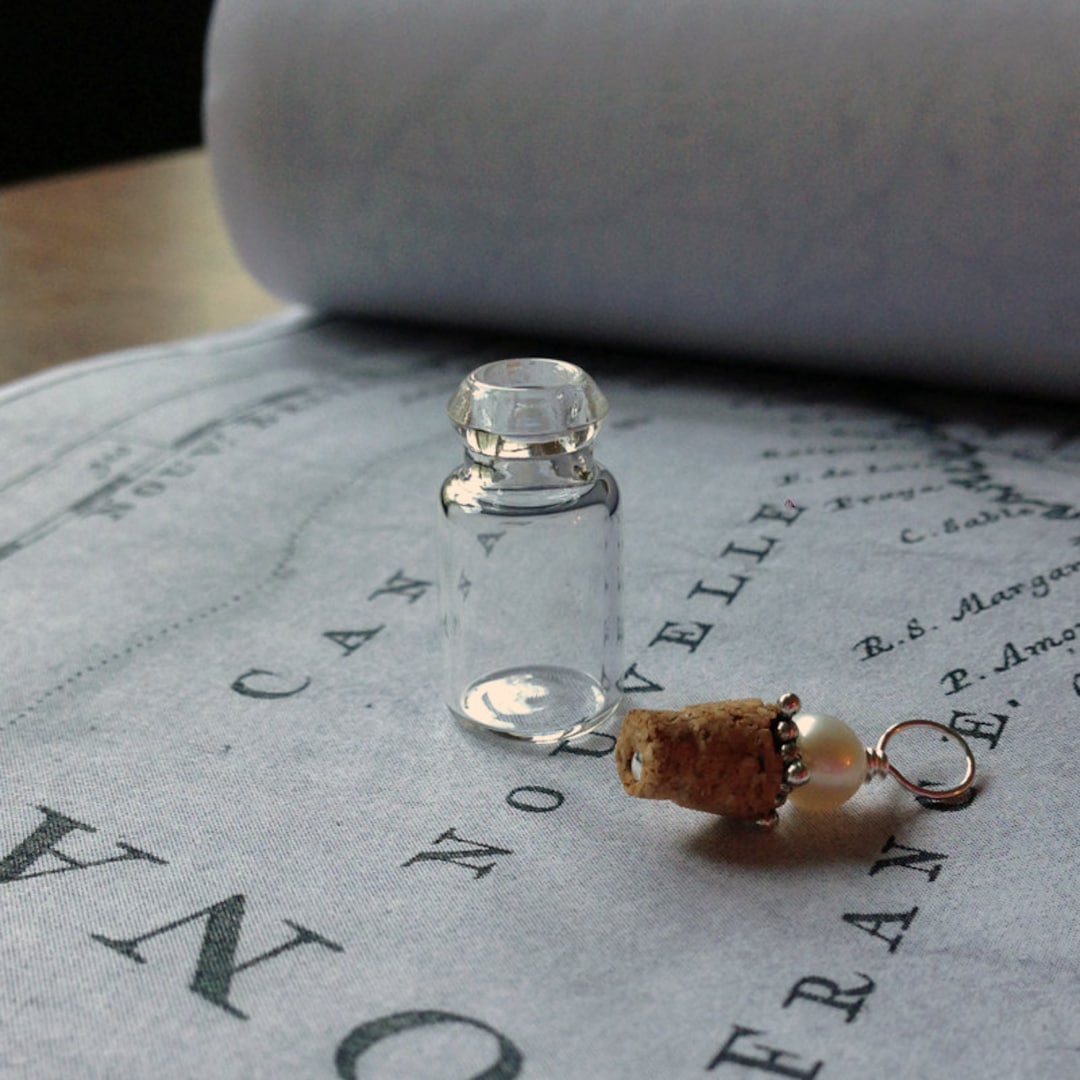DIY, Small Glass Message Bottle, Pendant, Pearl Topper, Wire Wrapped ...