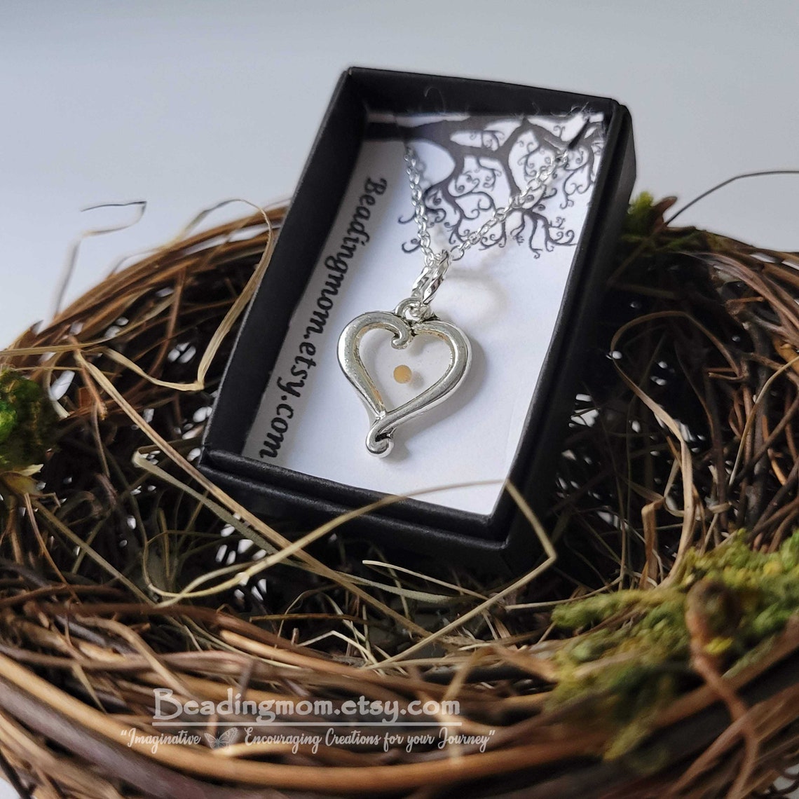 Curvy Heart Mustard Seed Charm REAL Mustard Seed Jewelry - Etsy