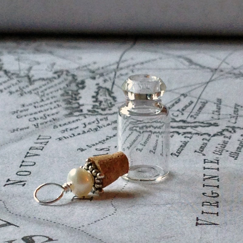 DIY Small Glass Message Bottle Pendant Pearl Topper Wire - Etsy