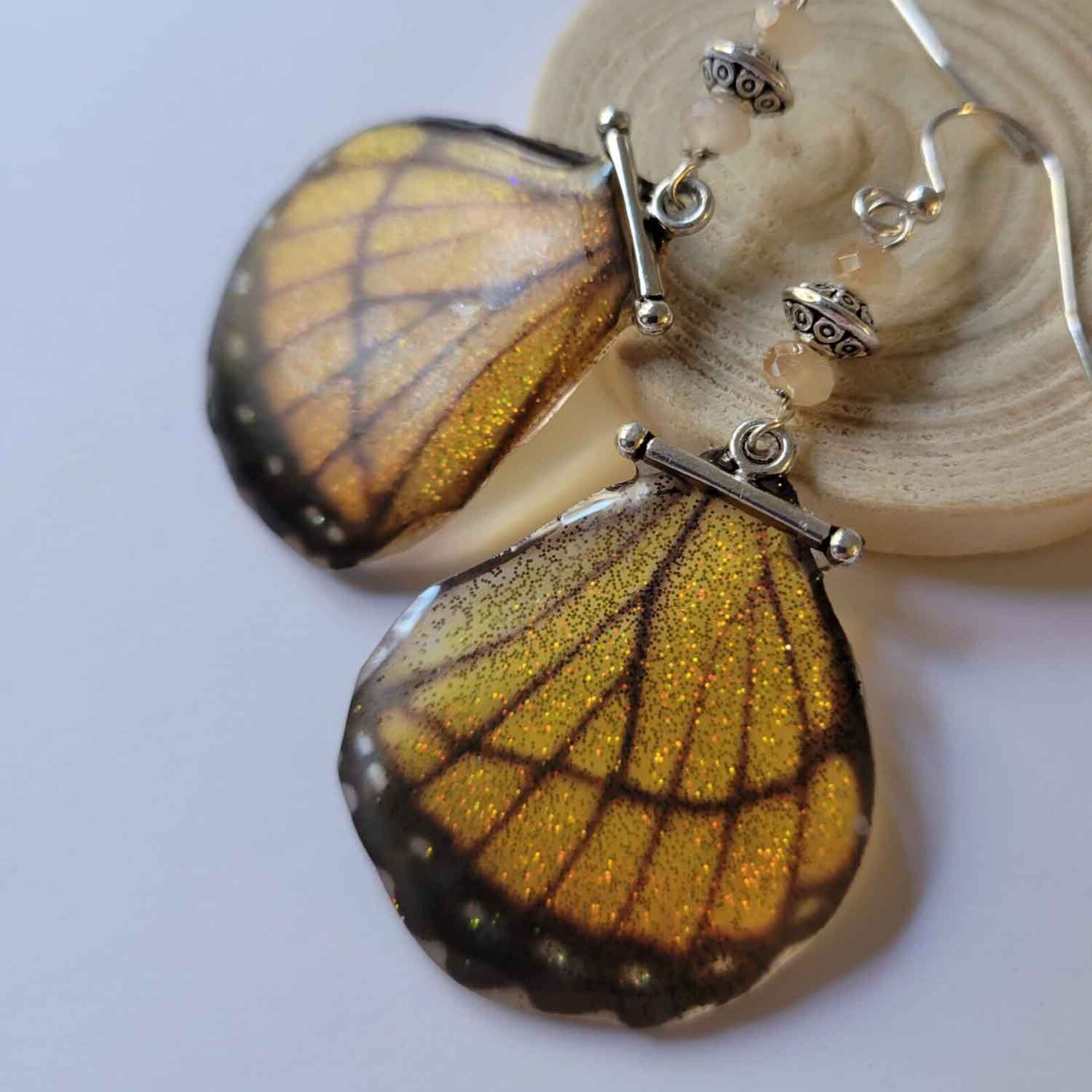 Translucent ƸӜƷ Monarch Fairy Wing Earrings by Beadingmom - Etsy