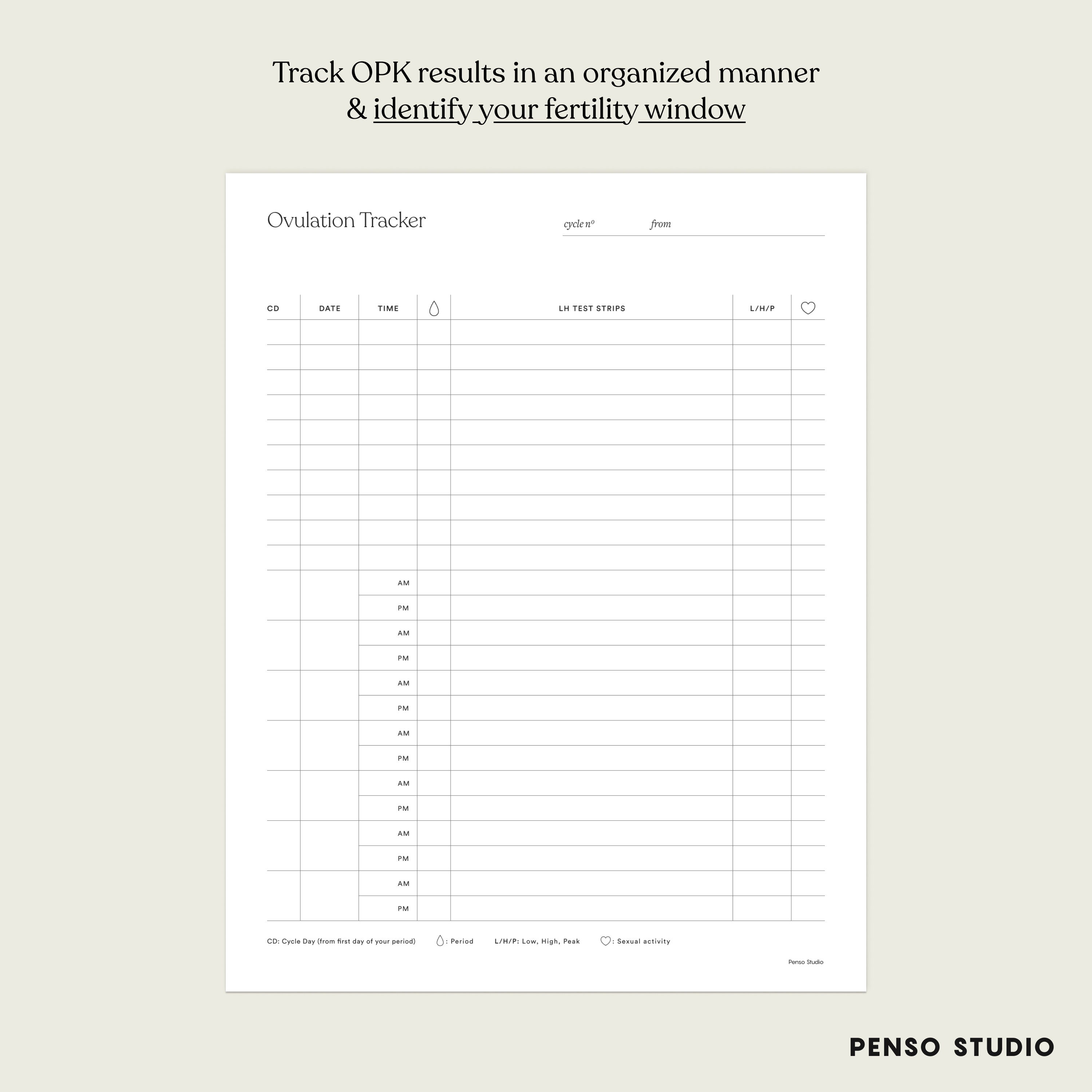 Printable Ovulation Tracker, Pregnancy Test Tracker, OPK Chart, Test ...