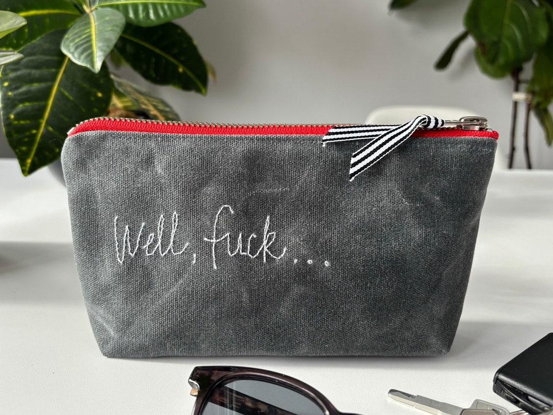 Funny Swear Zipper Pouch, Embroidered, Waxed Canvas, Swearing [free ...