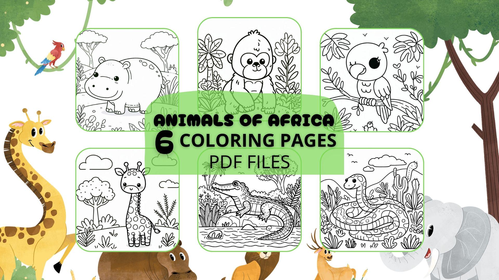Digital Coloring Pages: African Animals. Learn and Color With Animals ...