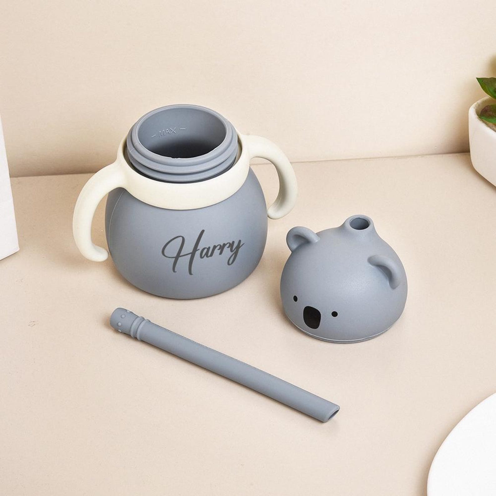 Personalized Name Baby Animal Silicone Cup,engraved Name Sippy Cup ...