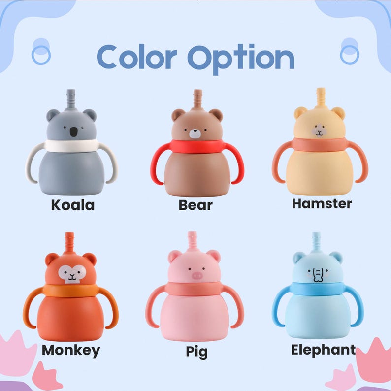Personalized Name Baby Animal Silicone Cup,engraved Name Sippy Cup ...