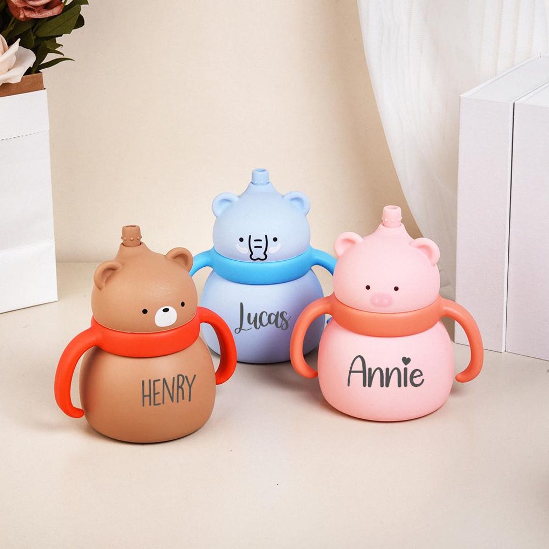 Personalized Name Baby Animal Silicone Cup,engraved Name Sippy Cup ...