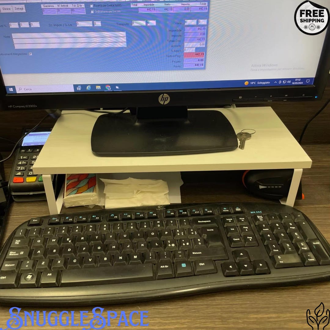 Elevated Computer Monitor Stand With Storage Rack | Home Office Desktop ...