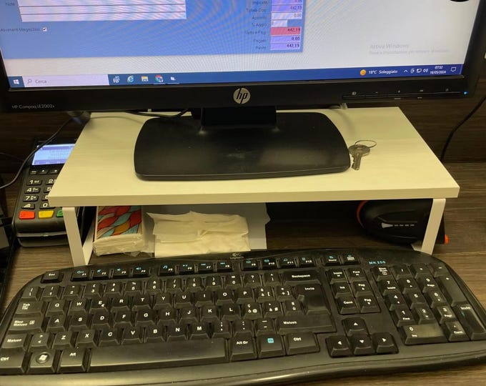 Elevated Computer Monitor Stand With Storage Rack | Home Office Desktop ...