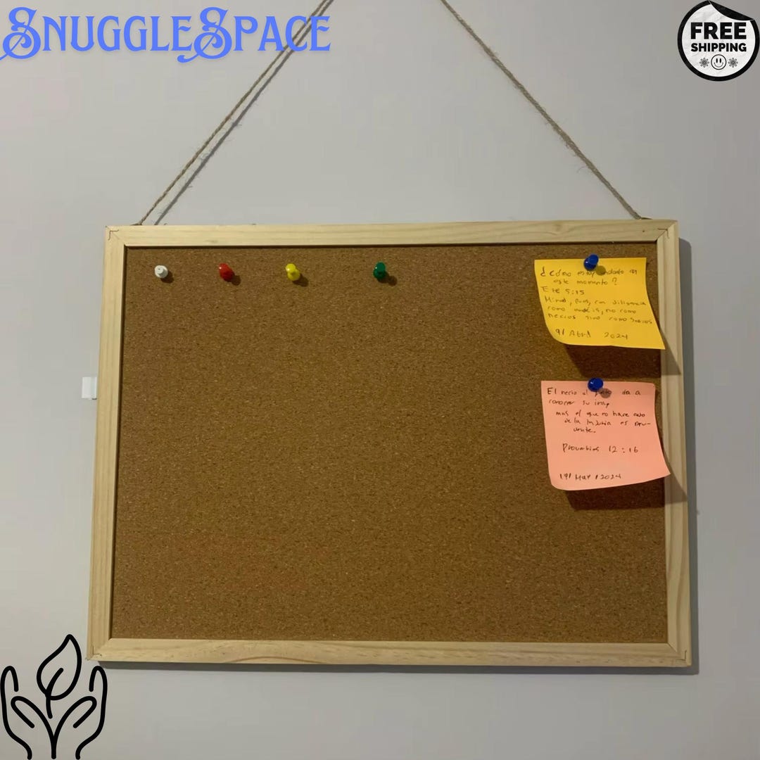 Cork Display Panel | Wood Memo Bulletin Board With 5 Pins | Office ...