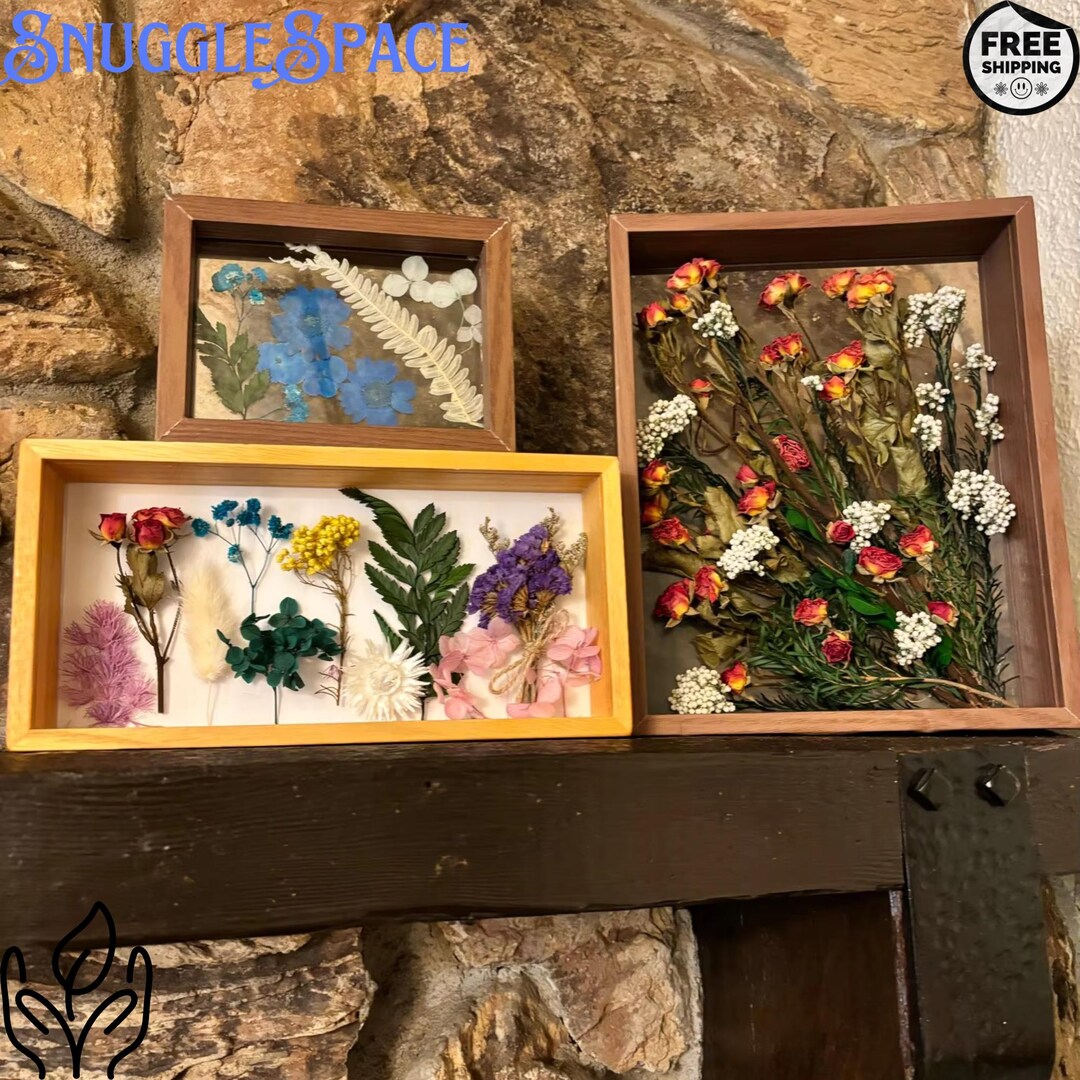 4cm Deep Transparent Shadow Box Frame Wooden Bouquet Display Case 3D ...