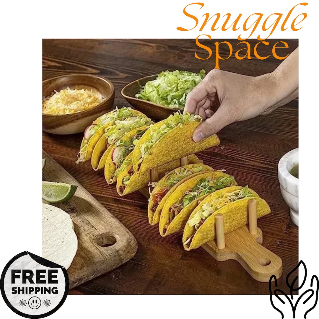 Bamboo Wooden Tacos Holder | Potato Chips & Tortilla Corn Roll Rack ...