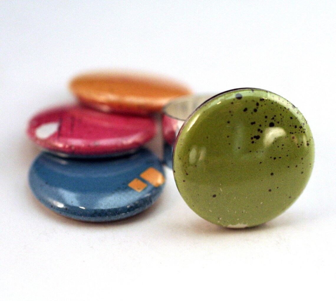 Neon Silver Hammered Ring Colorful Magnetic Ring Set - Etsy