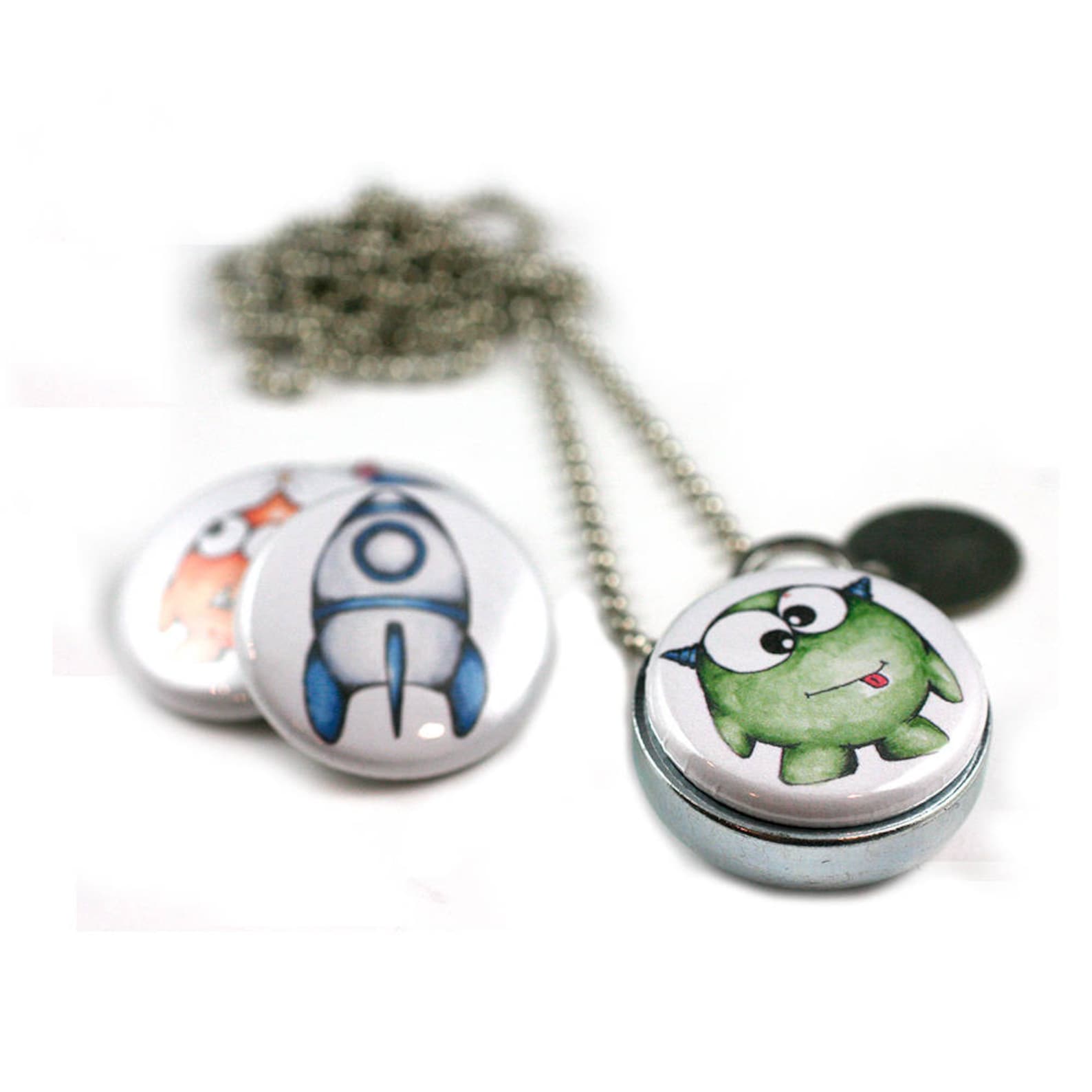 Monsters From Outerspace Necklace • Cute Alien Monster Jewelry ...