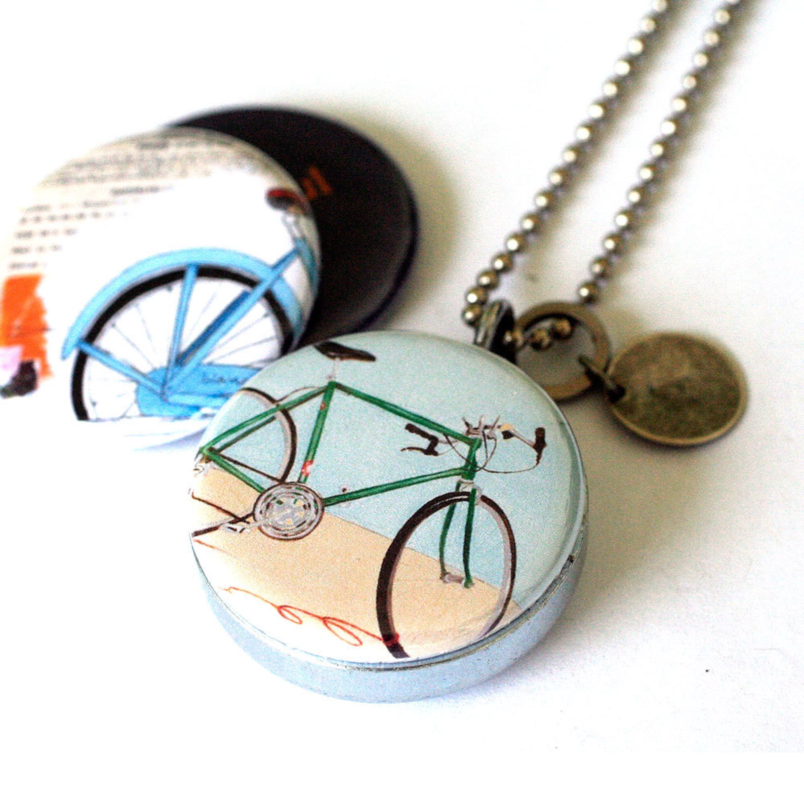 Bicycle Jewelry, Bicycle Locket Necklace, Cyclist Gift, Recycled Steel ...