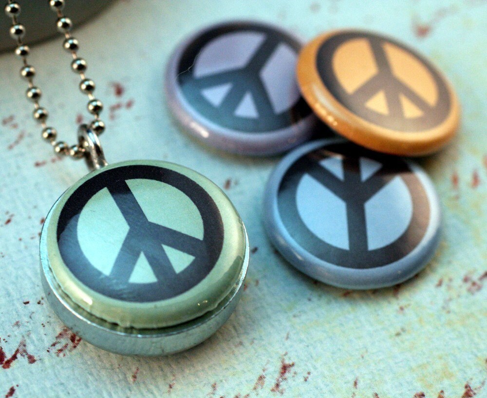 Peace Sign Necklace Peace Jewelry Peace Locket 4 Necklaces | Etsy