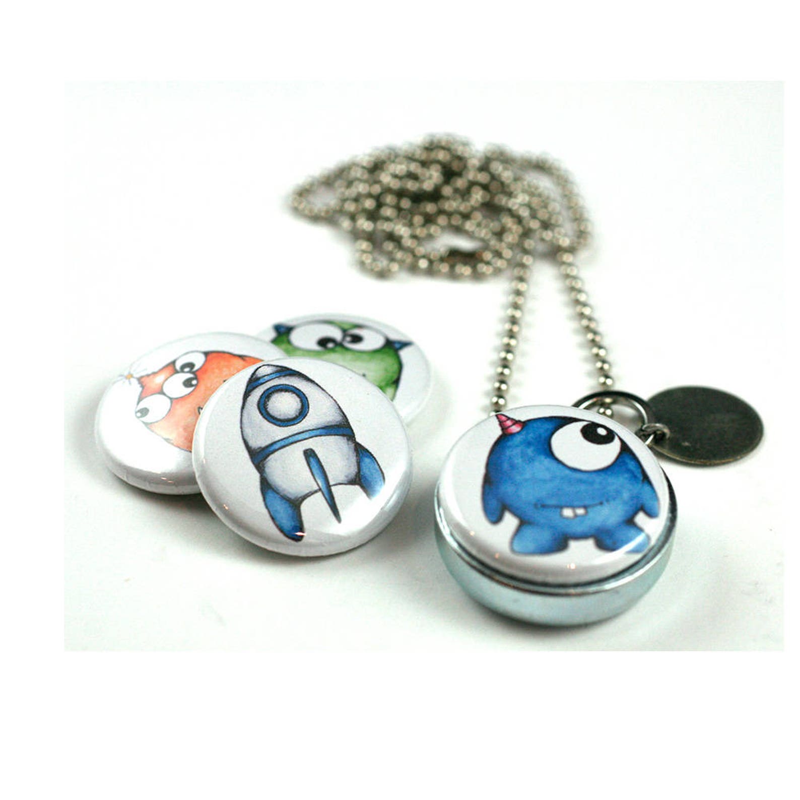 Monsters From Outerspace Necklace • Cute Alien Monster Jewelry ...