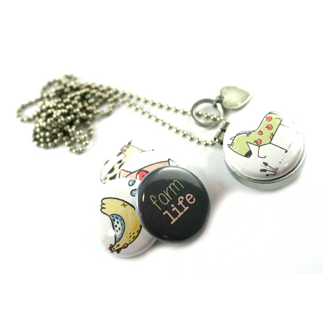 Farm Animal Locket Necklace Pig Jewelry Pig Locket Cow - Etsy