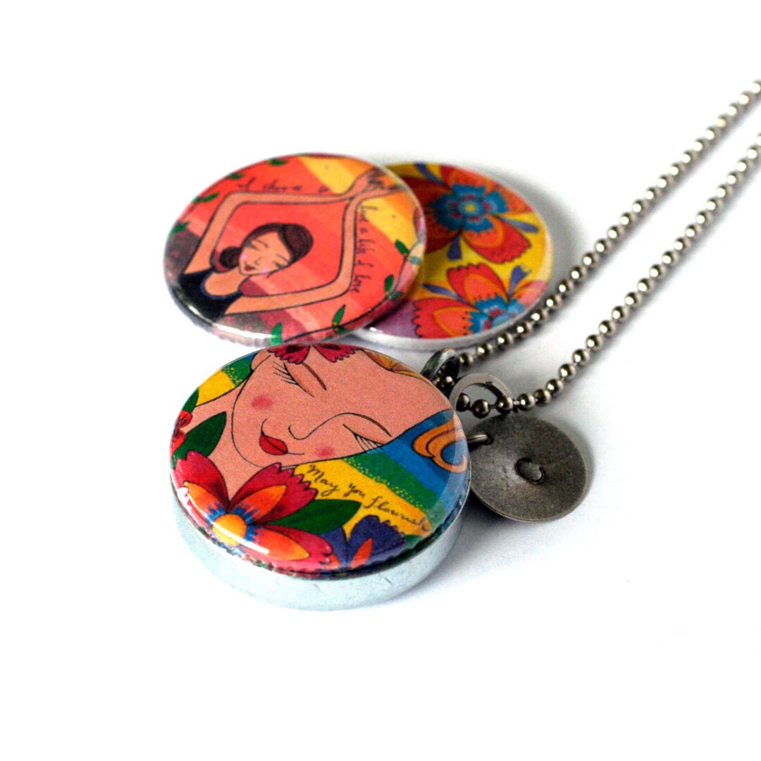 Mirror Locket Flourish Locket Colorful Locket Stamped Locket Flowers ...