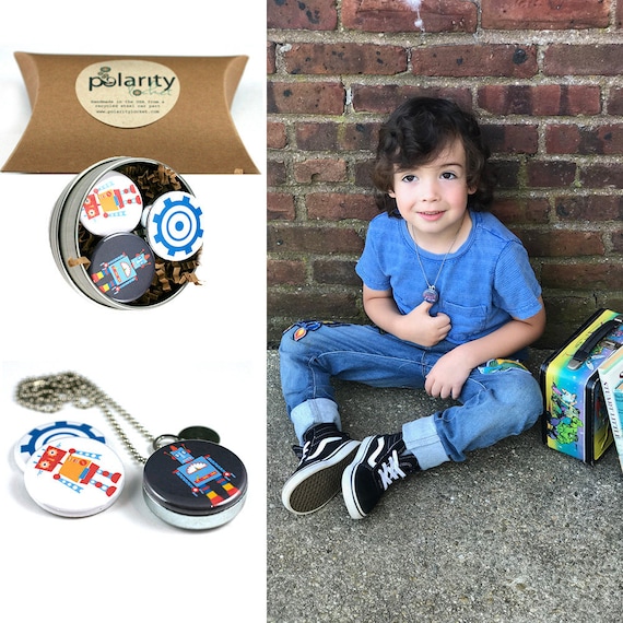 Boy Back to School Locket Robot Locket for Boy or Girl - Etsy