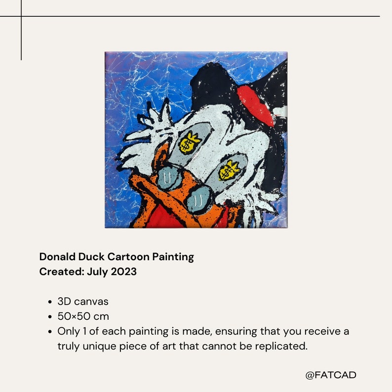 Unique Donald Duck Cartoon Painting - Hand-painted - Perfect for Disney ...