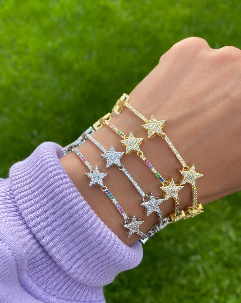 Star Bracelet Rainbow Star Bracelet Colorful Star Bracelet Multicolor ...