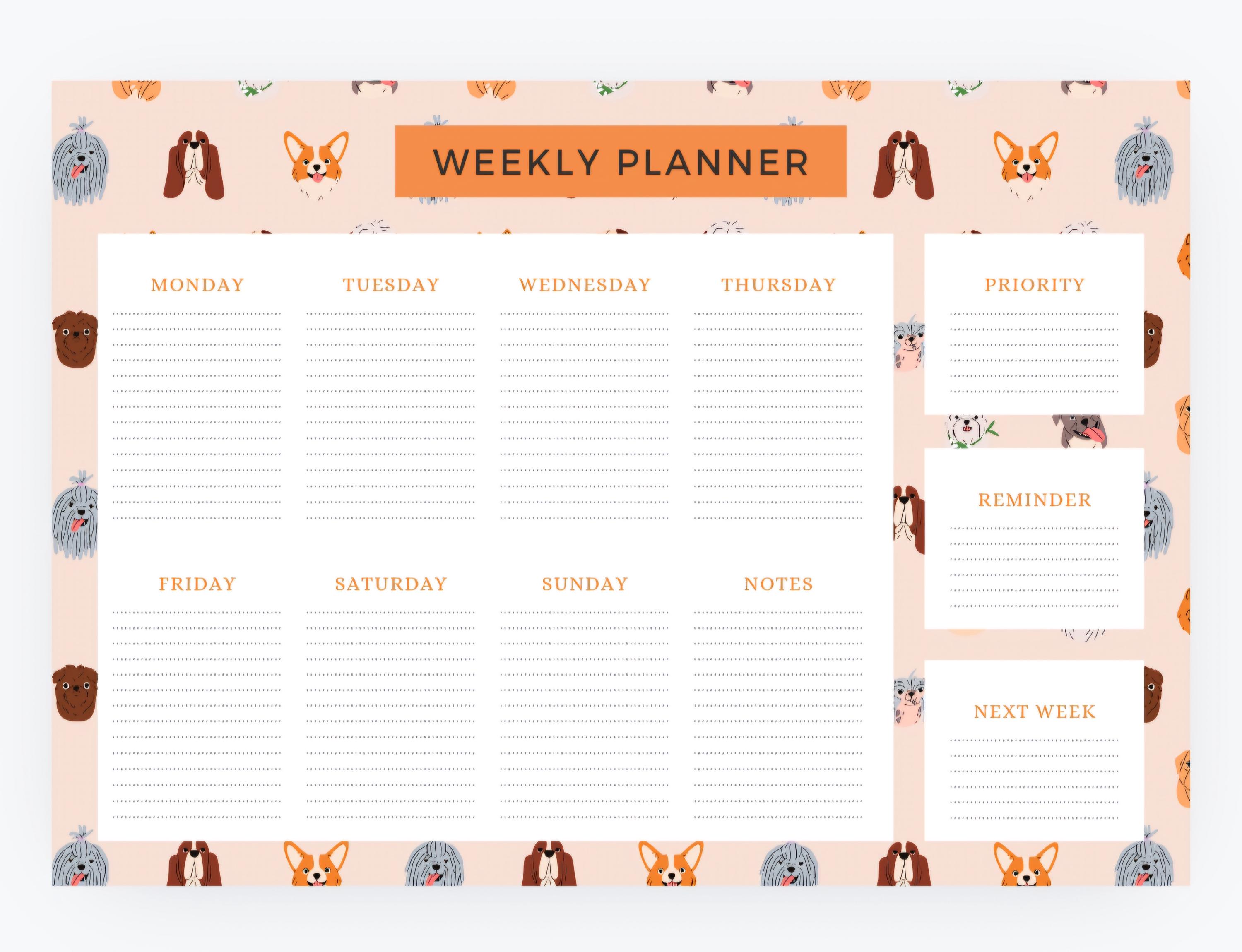 Dog Themed Weekly Planner - Etsy