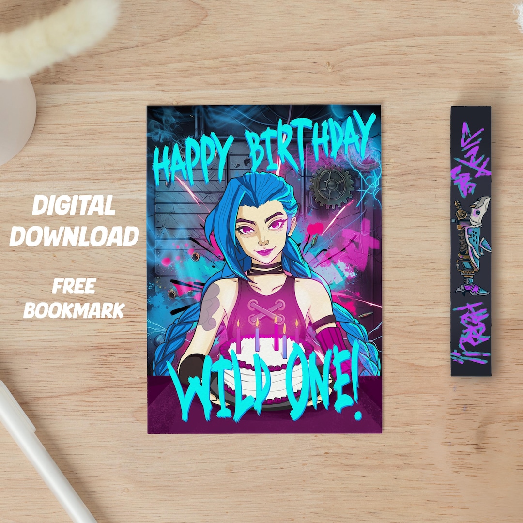 Jinx,fan Art, Arcane, Birthday Card, Bookmark, Powder, League of ...