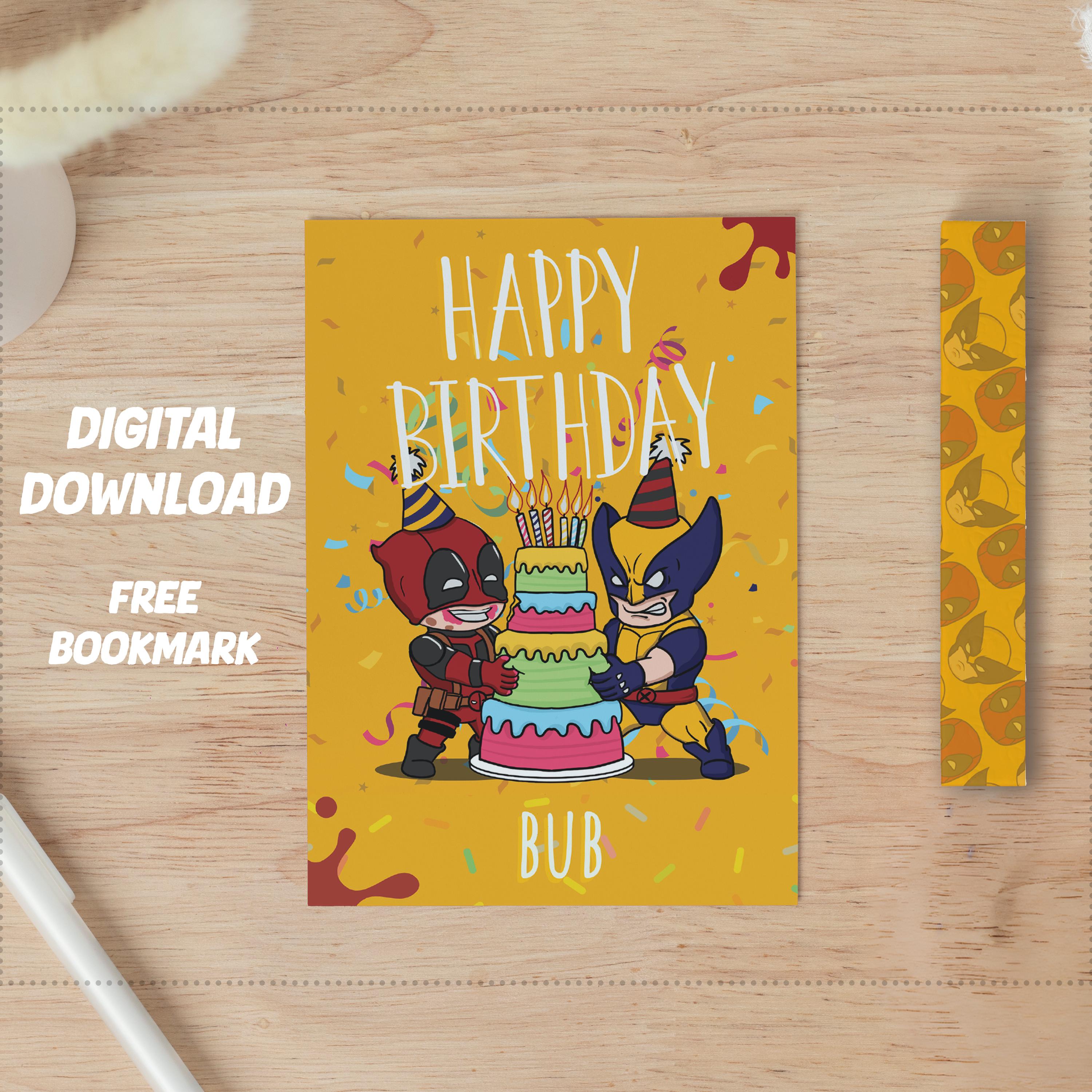 Fan Art, Deadpool, Wolverine, Happy Birthday, Bub, Birthday Card ...