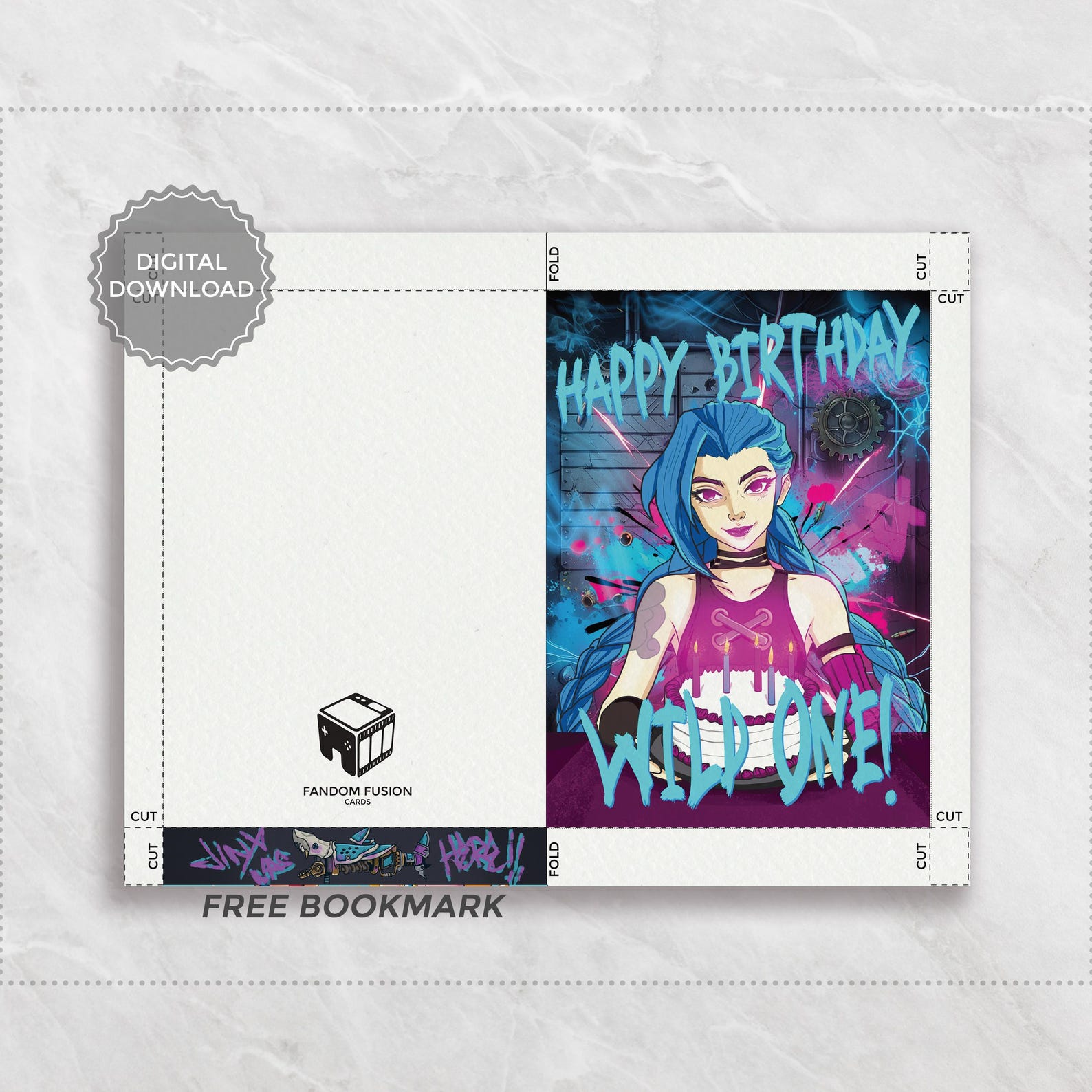 Jinx,fan Art, Arcane, Birthday Card, Bookmark, Powder, League of ...