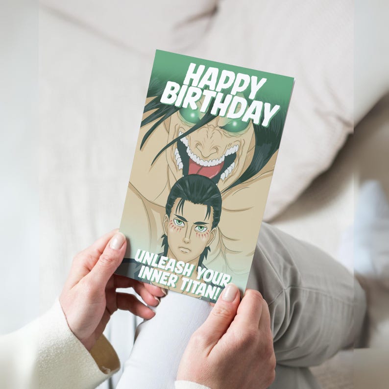 Fan Art, AOT, Birthday Card, Eren Yeager, Anime, Bookmark, Titan, Gift ...