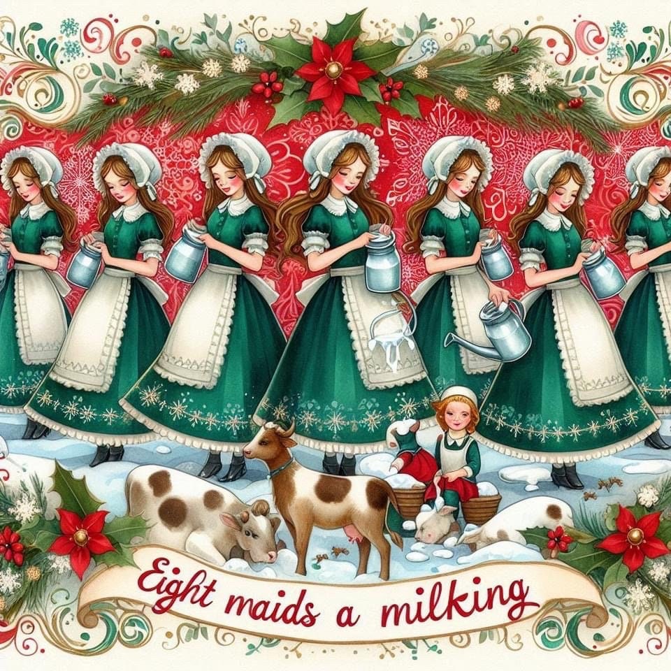 8 Maids A Milking - Etsy