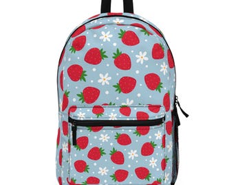 Strawberry Backpack Personalized Cottegecore Pink Book Bag, Kawaii ...
