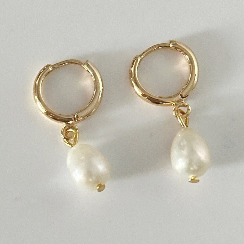 Pearl Hoops - Etsy