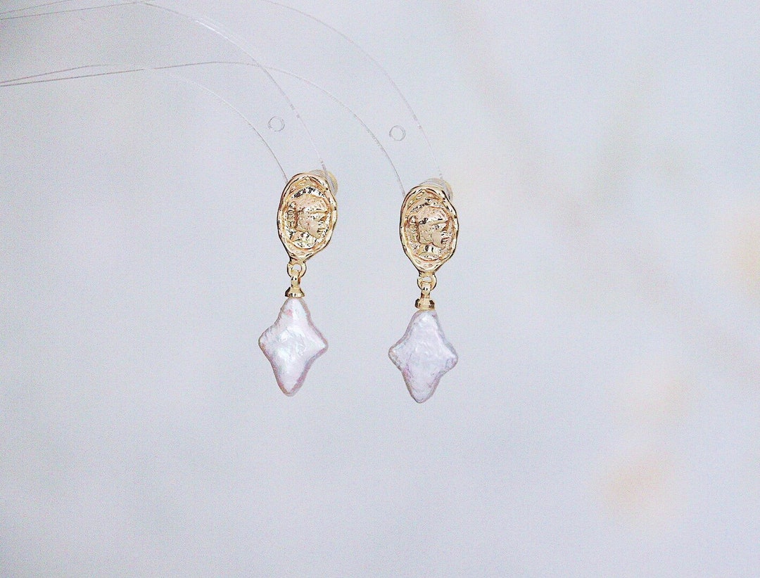 Freshwater Star Pearl Earring, Natural Diamond Pearl Earring, Daily ...