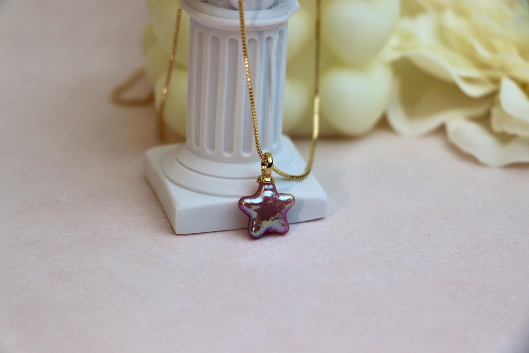 12mm Freshwater Purple Star Pearl Necklace, Natural Star Pearl Pendant ...