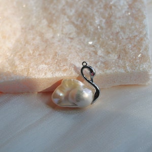 Gold Swan Necklace, Natural Freshwater Pearl Swan Pendant, Swan Jewelry ...