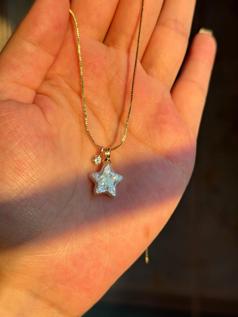 12mm Freshwater Star Pearl Necklace, Natural Star Pearl Pendant ...