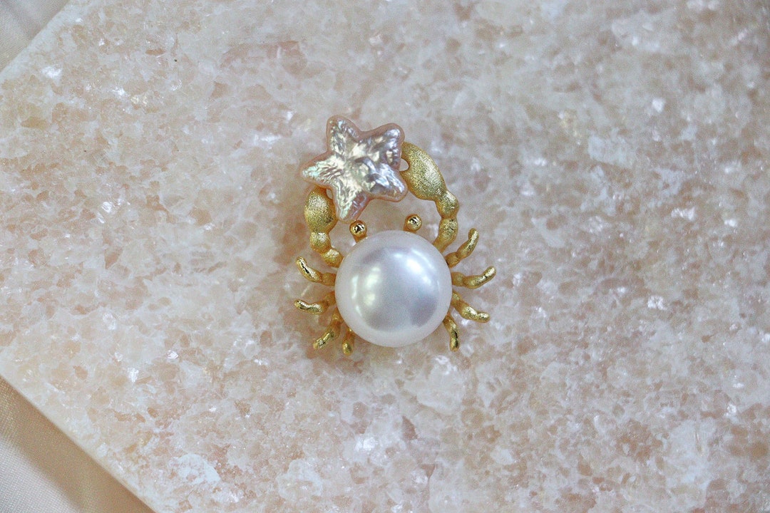 Handmade Crab Natural Star Pearl Pendant Necklace With Natural ...