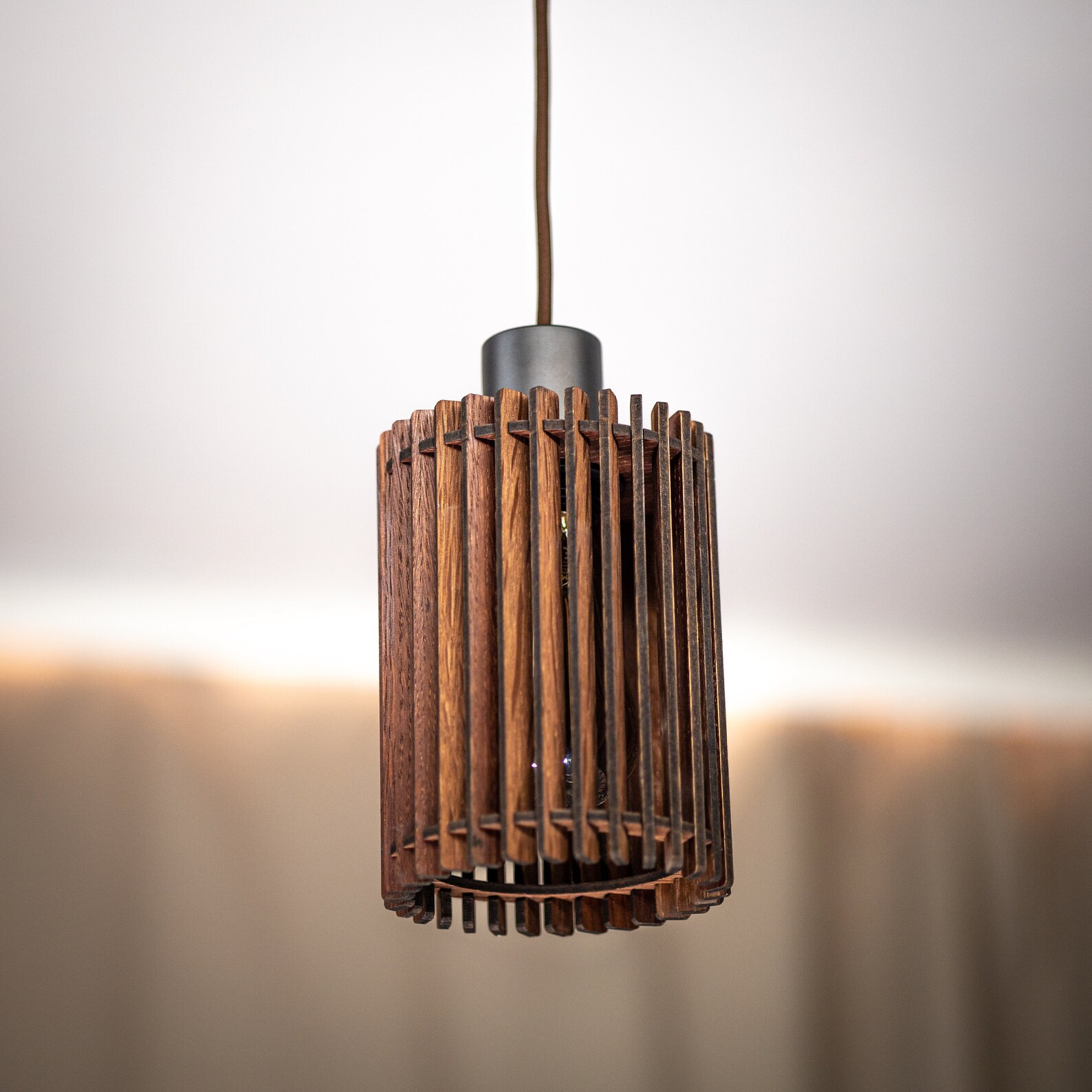 Modern Small Mid Century Luminaire, Natural Oak Wood Lamp, Minimalistic ...