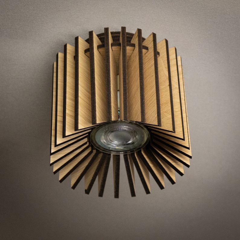 Modern Small Mid Century Spotlight, Natural Oak Wood Lamp, Minimalistic ...