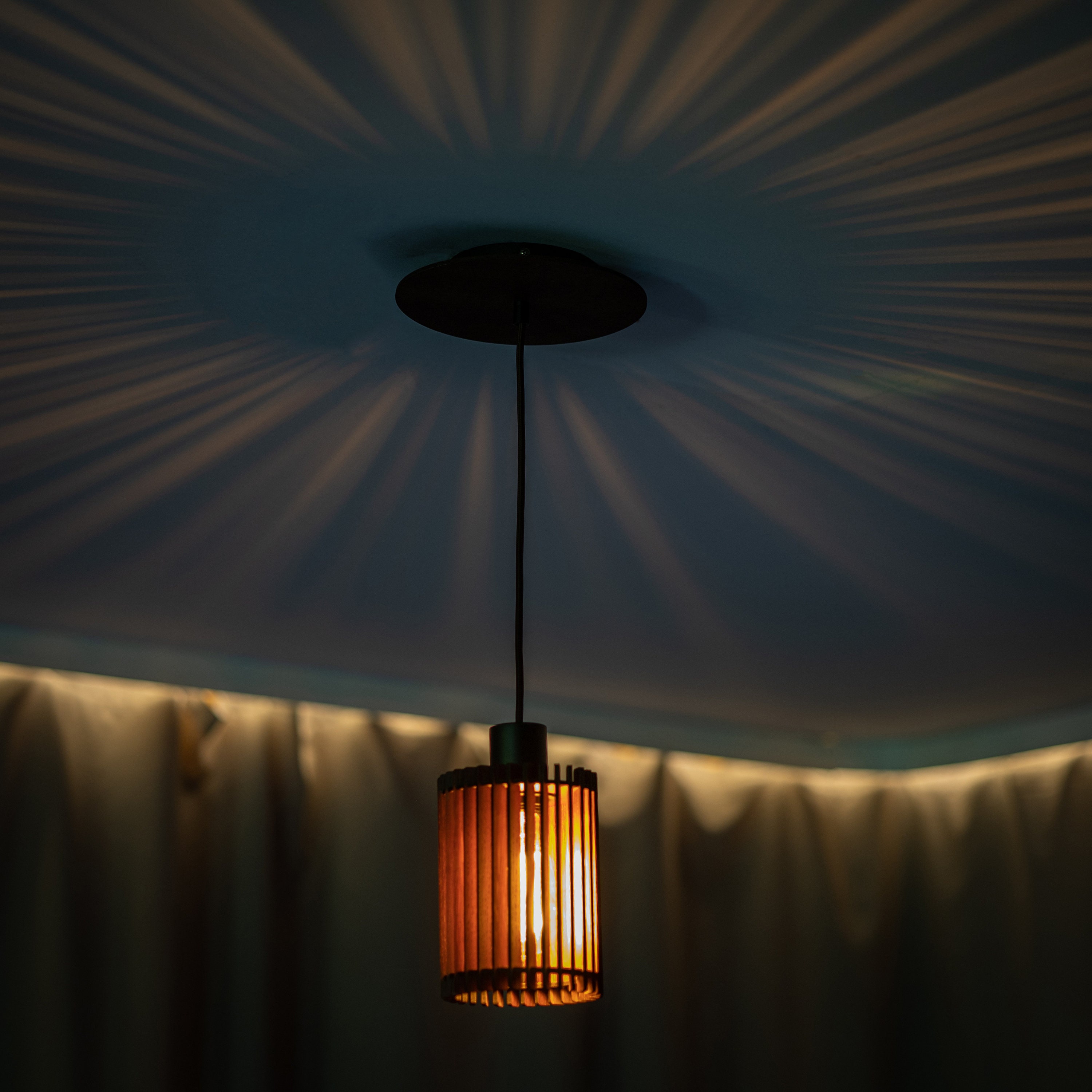 Modern Small Mid Century Luminaire, Natural Oak Wood Lamp, Minimalistic ...