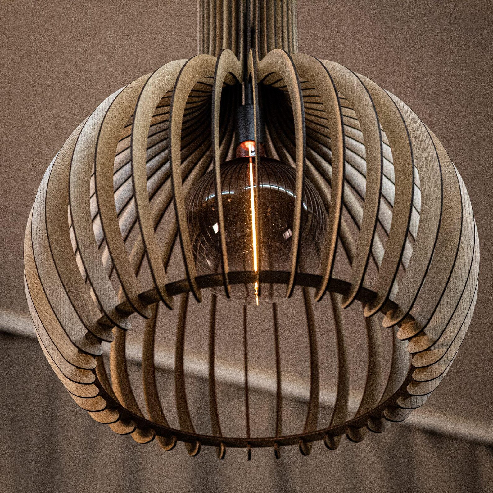 Modern Big Dining Table Luminaire, Natural Oak Wood Lamp, Minimalistic ...