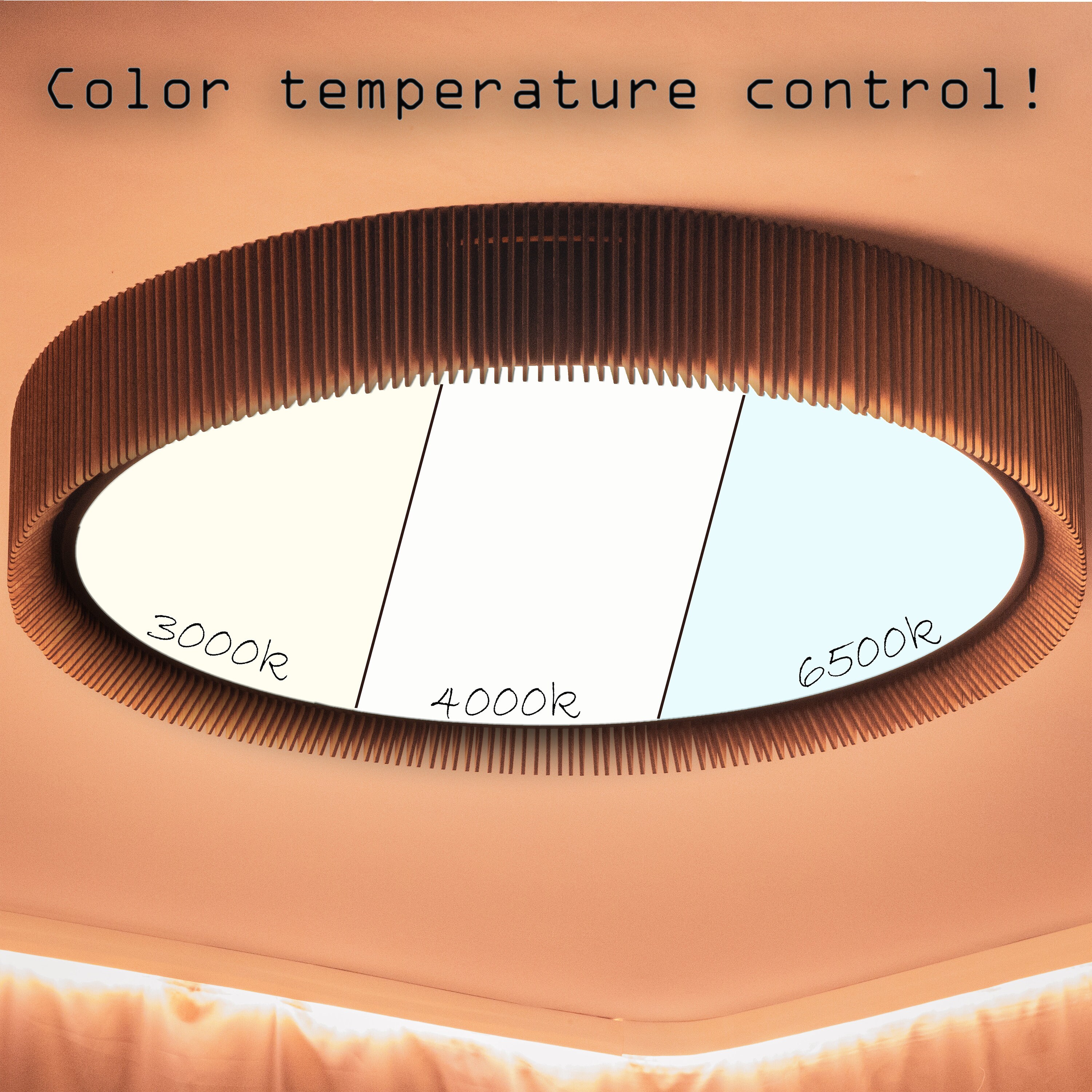 Modern Large Led Downlight, Natural Oak Wood Lamp, Minimalistic ...