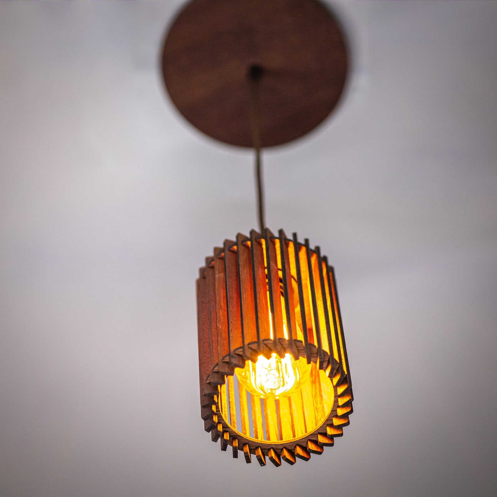 Modern Small Mid Century Luminaire, Natural Oak Wood Lamp, Minimalistic ...