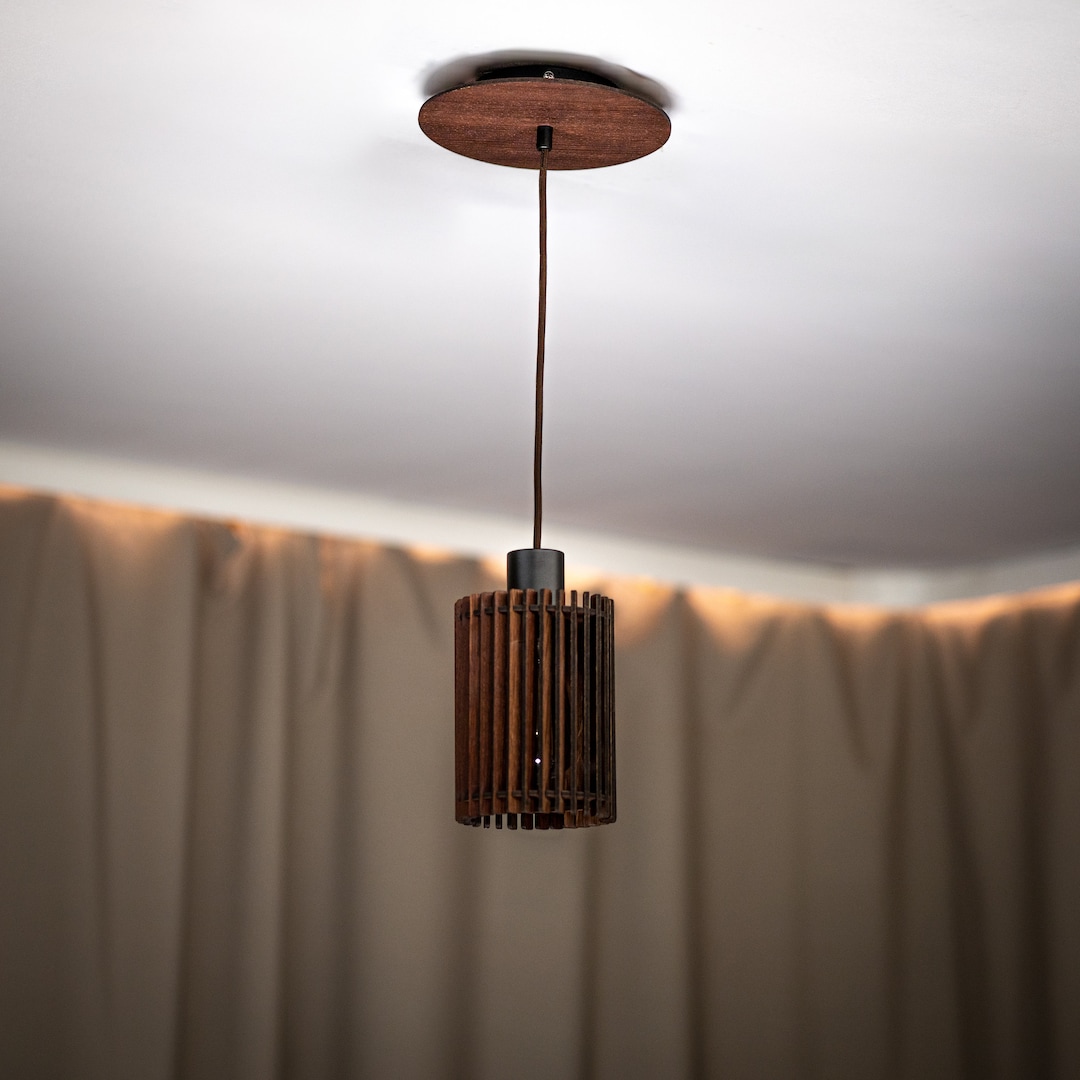 Modern Small Mid Century Luminaire, Natural Oak Wood Lamp, Minimalistic ...
