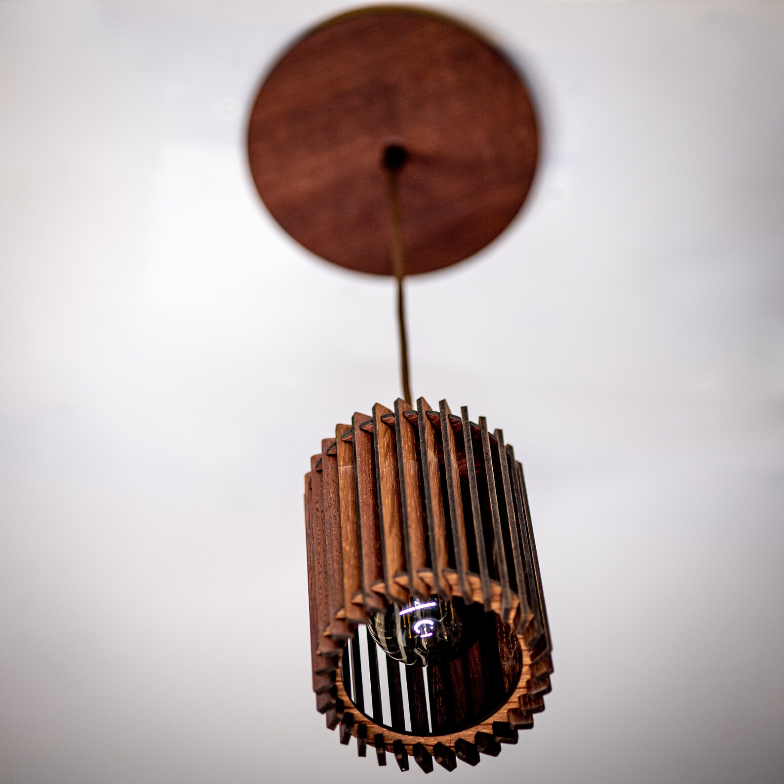 Modern Small Mid Century Luminaire, Natural Oak Wood Lamp, Minimalistic ...