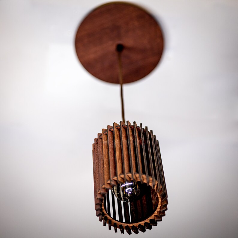 Modern Small Mid Century Luminaire, Natural Oak Wood Lamp, Minimalistic ...