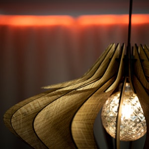 Handmade Natural Oak Wooden Lampshade, Laser Cut Geometric Pendant ...