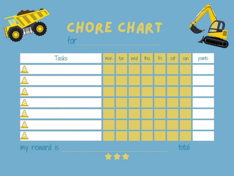 Construction Chore Chart - Etsy